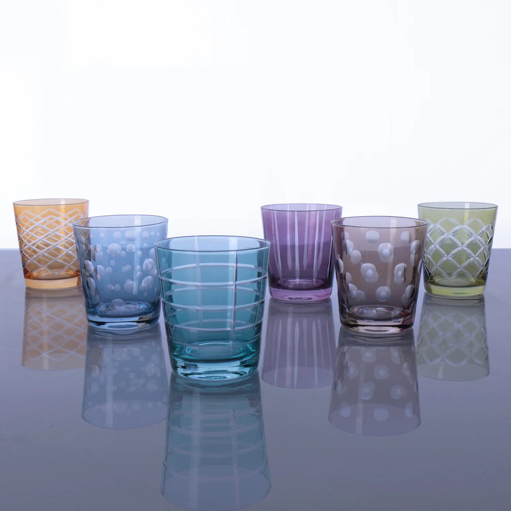 GLASS Carved Double Old Fashioned Set of 6 (Multi) – Chestnut Lane ...